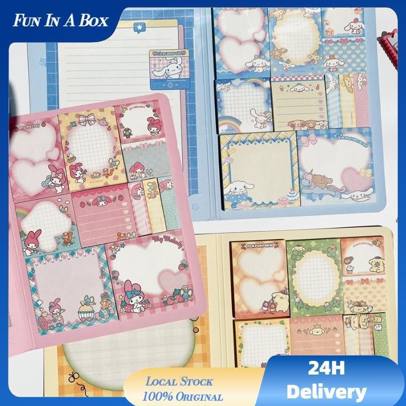 Cute Sanrio Sticky Notes Memo Book Sticker Mymelody Kuromi Scrapbooking ...