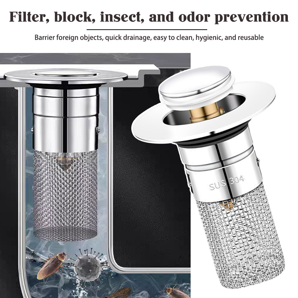 Push Type Wash Basin Leaking Plug Quick Draining Sewer Drainer Cover ...