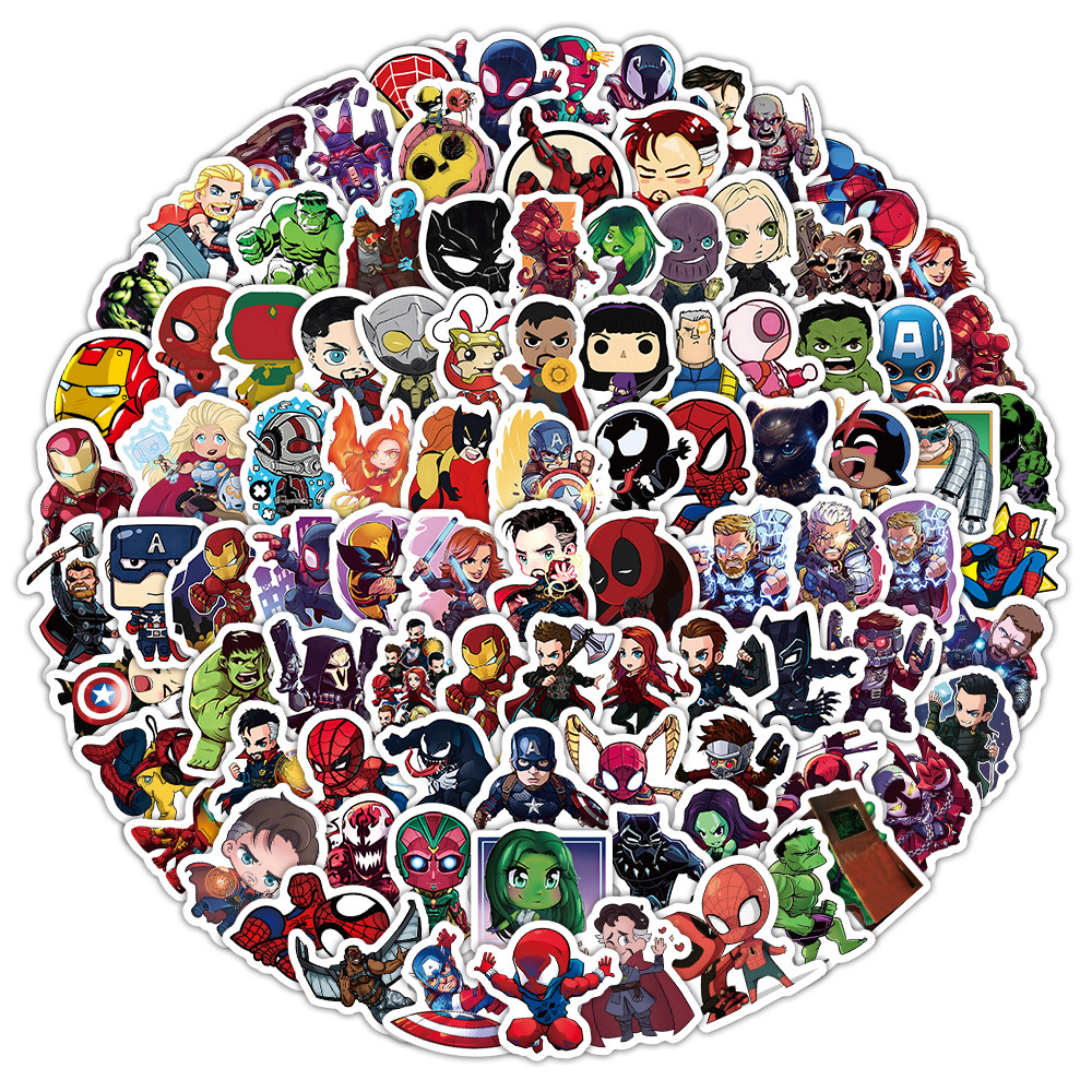 60PCS Q-version Cute Cartoon Marvel Heroes Graffiti Stickers for ...