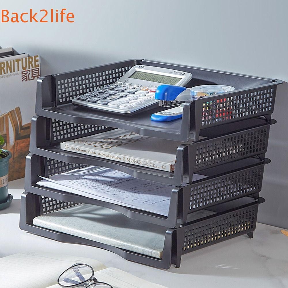 BACK2LIFE A4 File Storage Tray, File Organizer Papers Rack Stackable ...
