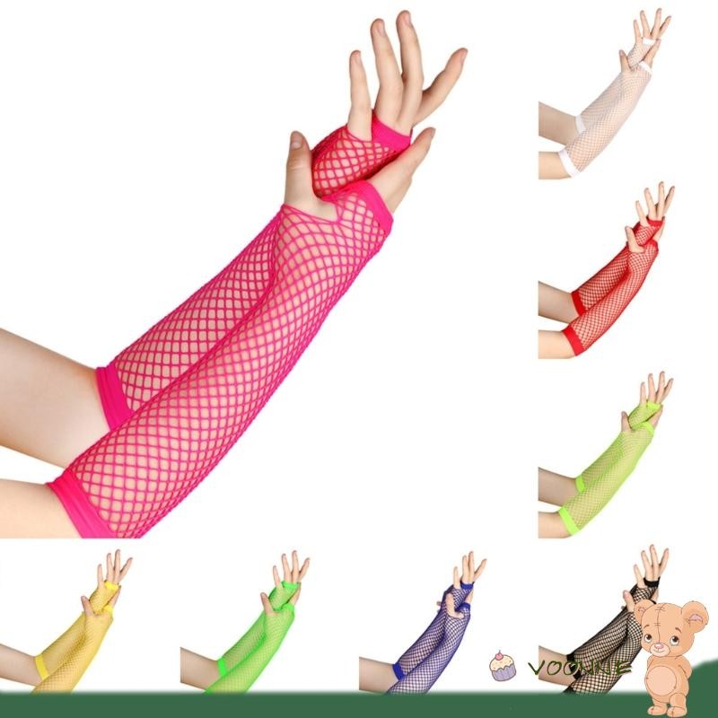 Voonne Women Fishnet Arm Gloves Club Gloves for Girl Arm Sleeves ...