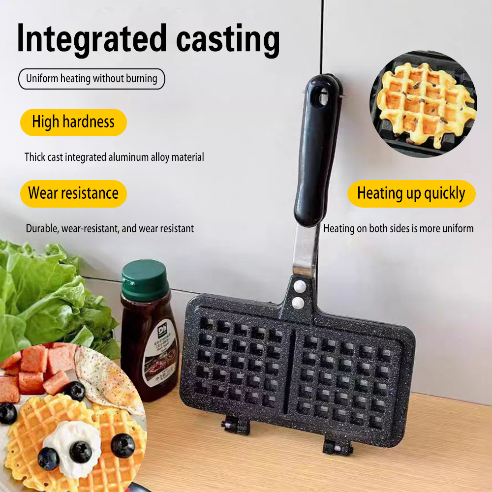 Double-Sided Rectangular Waffle Maker - Breakfast Waffle Mold Non-Stick ...