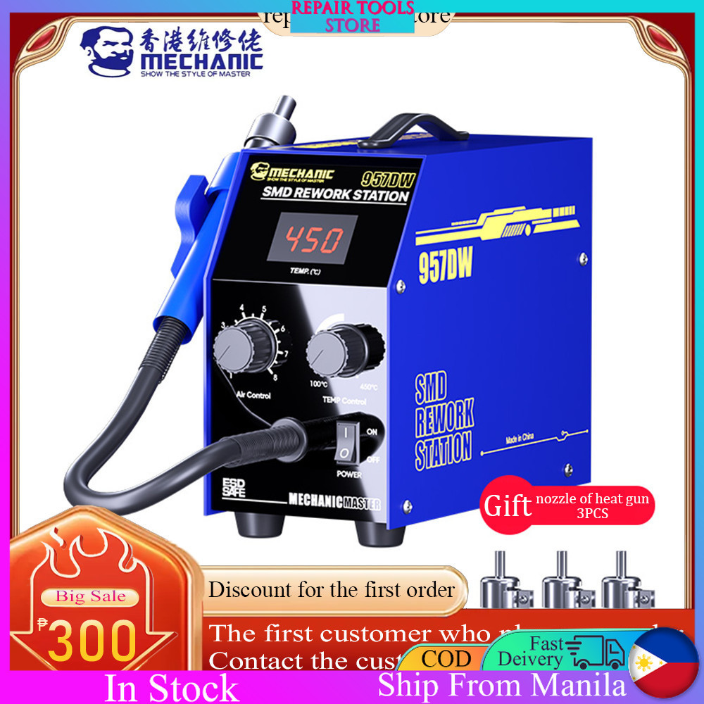 【PH STOCK】MECHANIC 957DW Soldering Stations Desoldering Station With Two-scroll Hot Air Rework ...