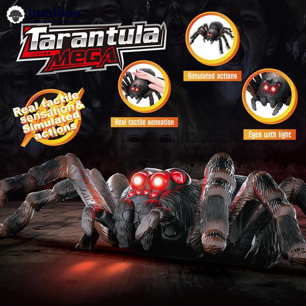 HUAIHAO Realistic Tactile Luminous Eyes Spider Prop Automatic Eletronic ...