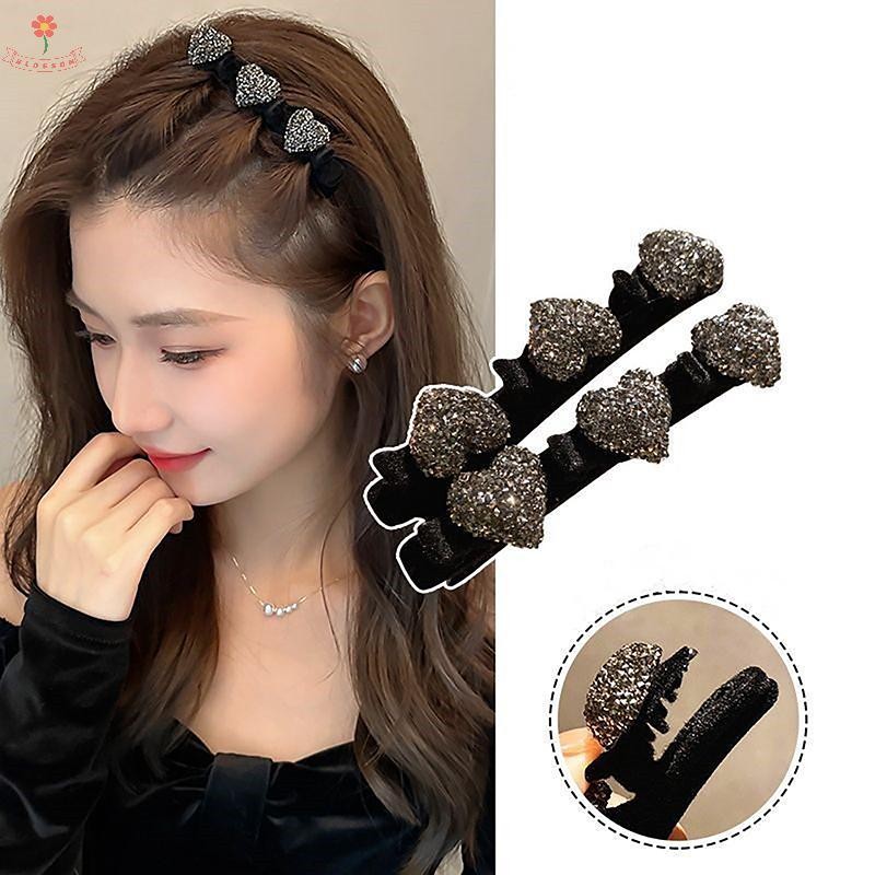 [BLOOM] Fashion Rhinestone Braided Flocking Hairpin Hair Hoop Broken ...