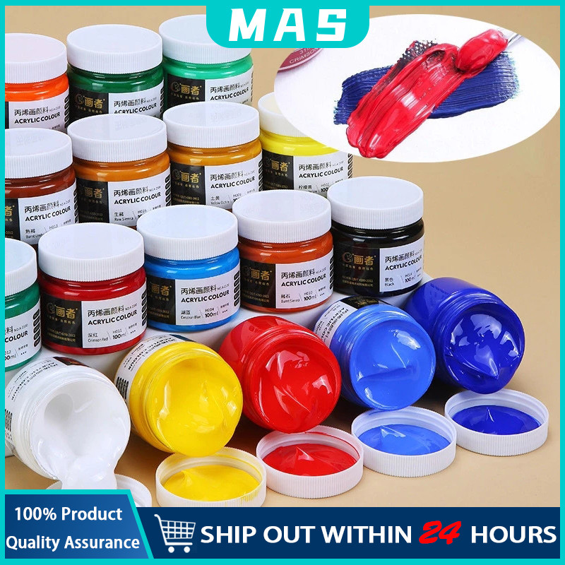 MAS 100ML Acrylic Paint Set for Painting Poster Textile Fabric Glass ...