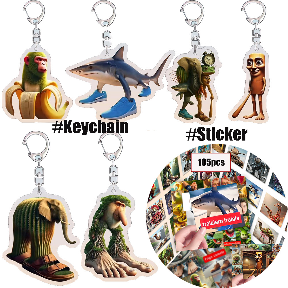 Tung Tung Tung Sahur Toy Tralalero Tralala Brr Brr Patapim Lirli Larlla Sticker Keychain Pendent ...