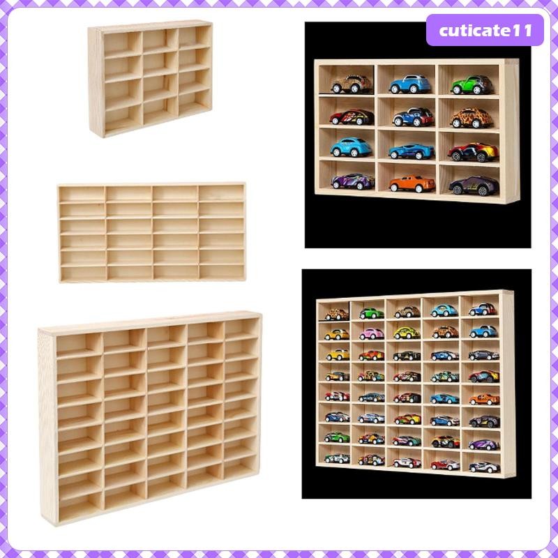 [Cuticate1] Wooden Storage Divider Box Cabinet Wall Mounted Toy Car ...