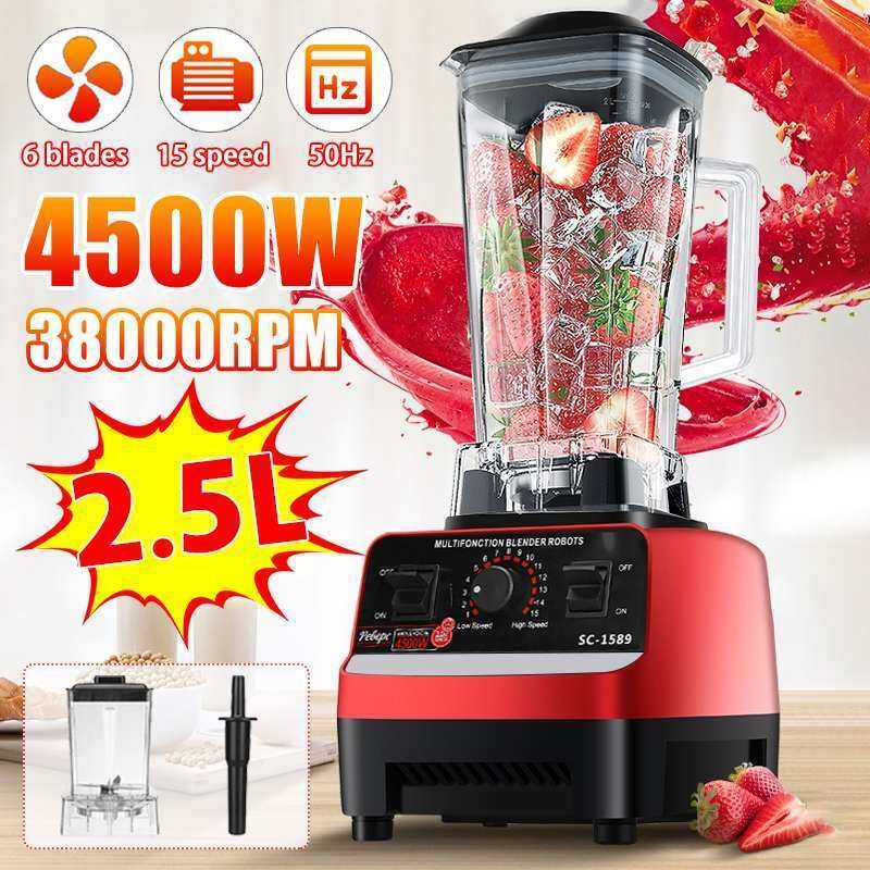 4500W Heavy Duty Commercial 6 Blades Mixer Juicer Food Processor Ice ...