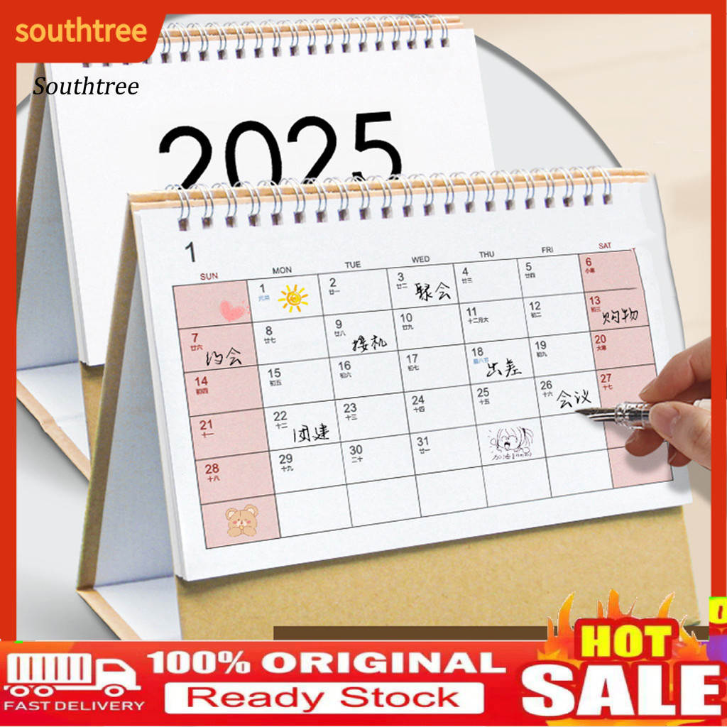 [ST] 2025 Desk Calendar Small Stand Up Double-Coil Binding Monthly ...