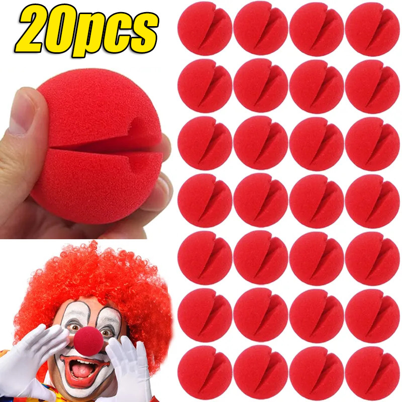 PP+Polocat 1-20pcs Red Ball Foam Clown Nose Halloween Party Cosplay ...