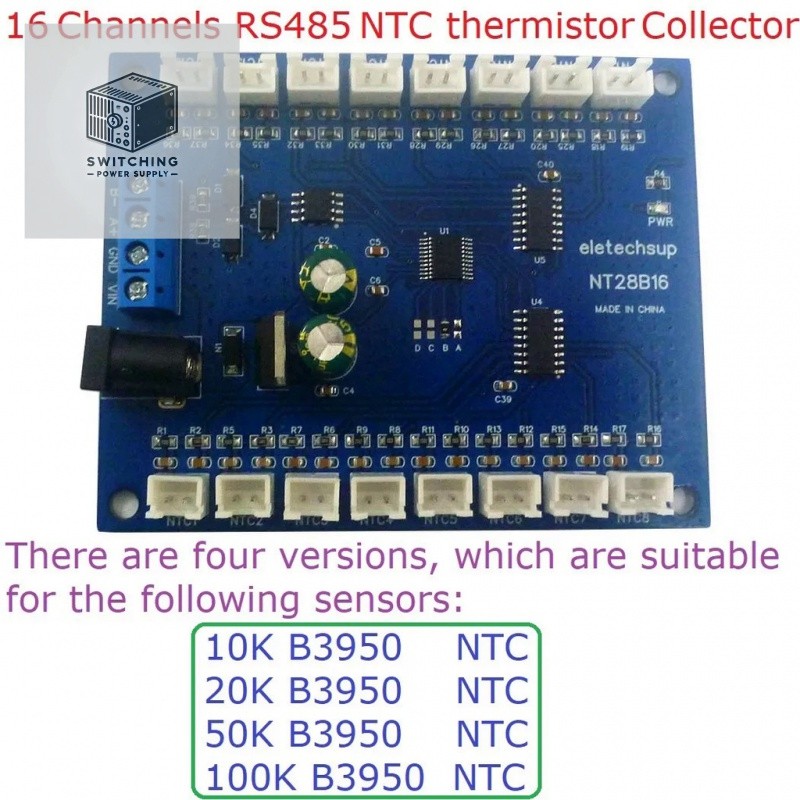 16Ch RS485 Temperature Collector Modbus RTU Paperless Recorder 10K/20K ...