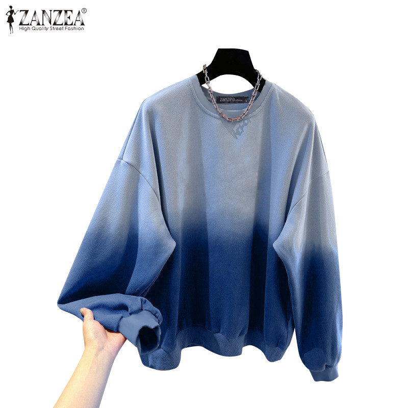 ZANZEA Women Korean Casual Round Neck Long Sleeve Gradient Sweatshirts ...