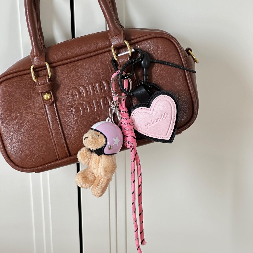 Keychain miu Style Hanging Female Bag Piece 2024 New Style Helmet Bear ...