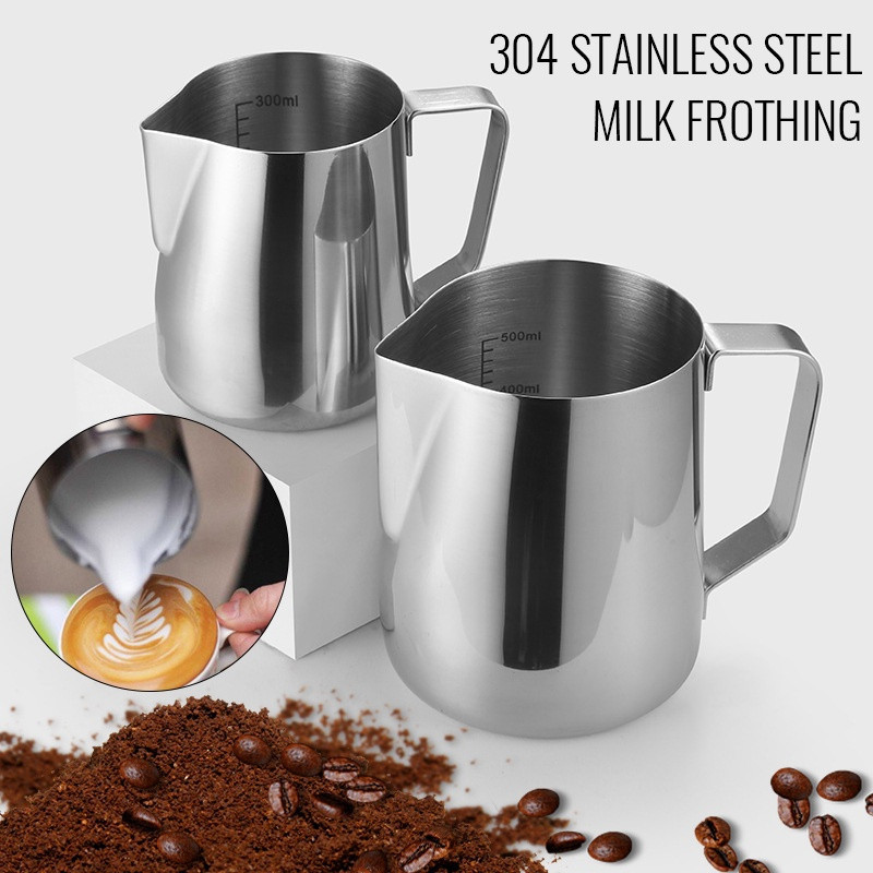 Milk Frother Mugs Stainless Steel Frothing Pitcher Pull Flower Cup ...