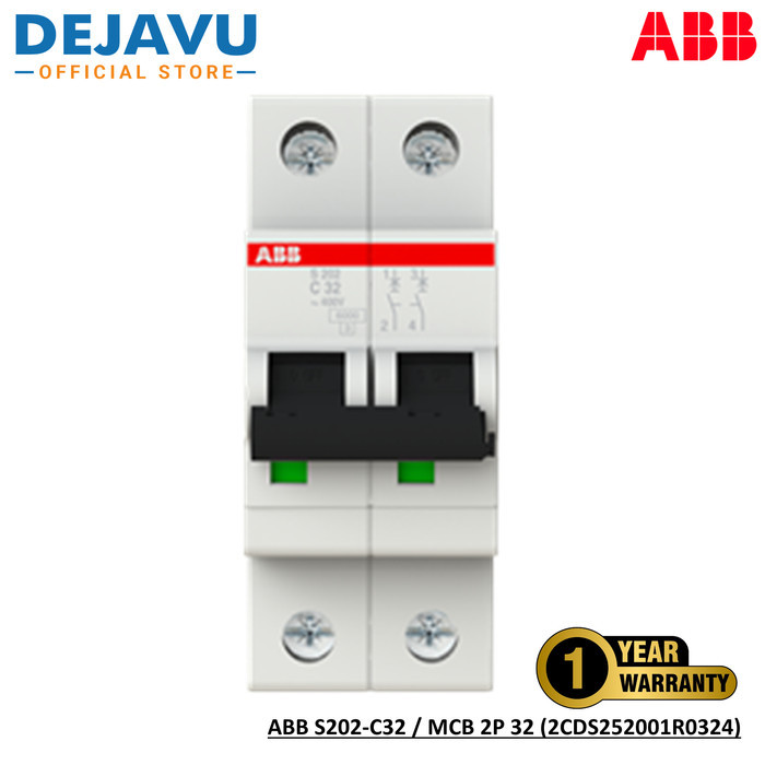 MCB 2P 32A ABB S202-C32 / Miniature Circuit Breaker - 2P - C - 32 A ...