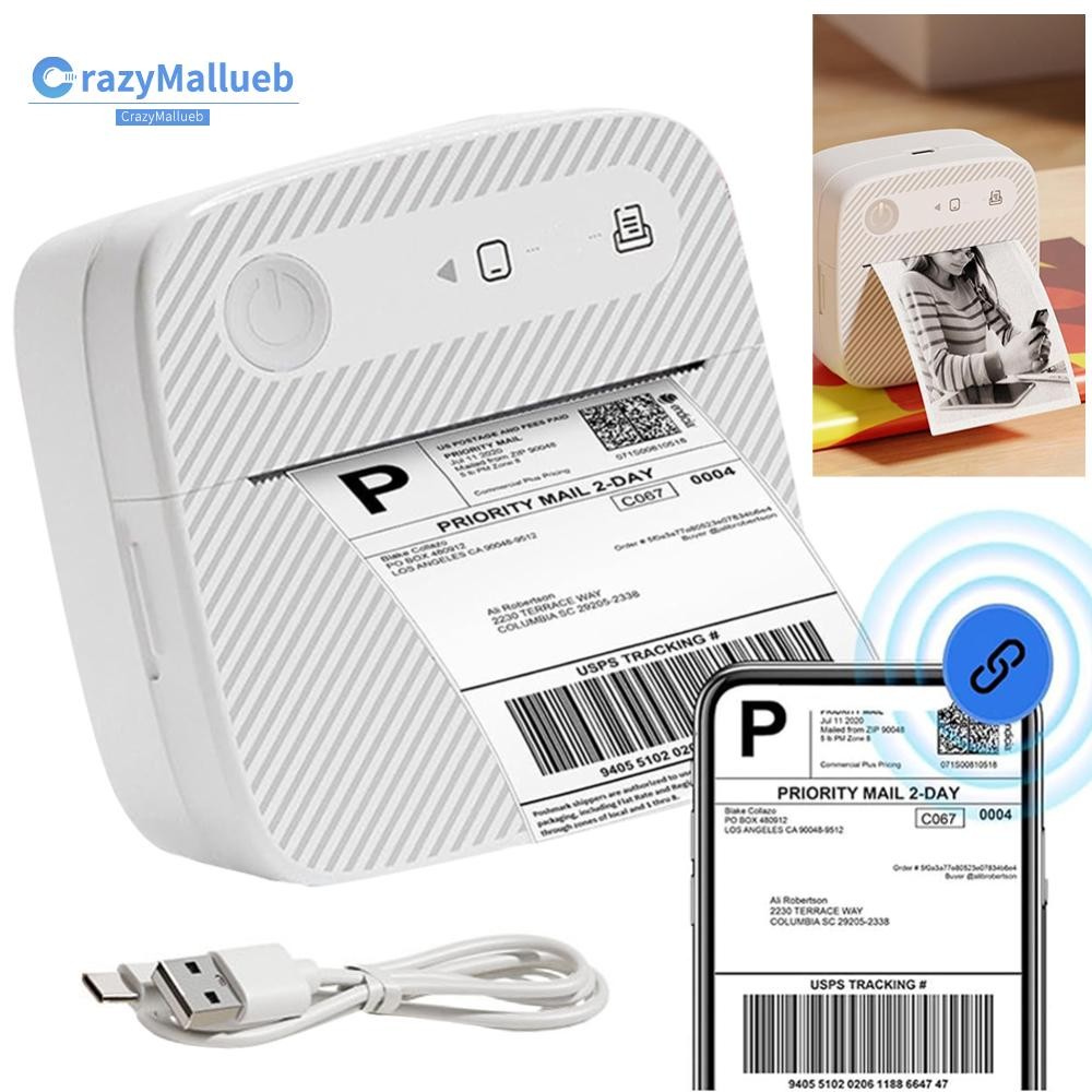Mini Portable Thermal Printer BT Inkless Label Printer Wireless Photo ...