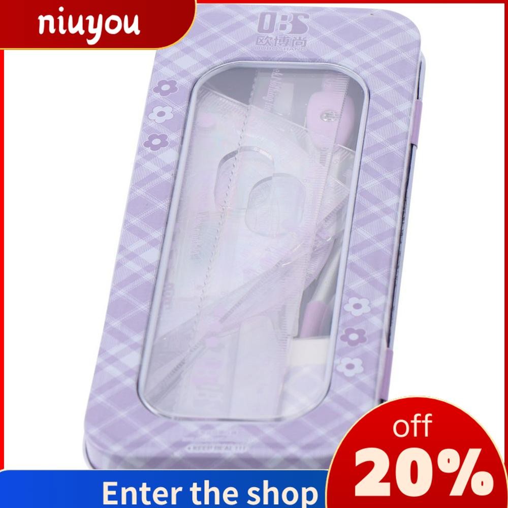NIUYOU 8 Pieces Metal Geometry Set, Compass Purple Math Compass ...