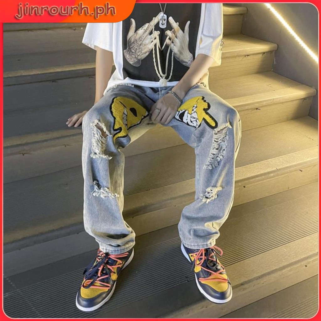 National Fashion High Street Destruction Retro Washed Distressed Hip ...