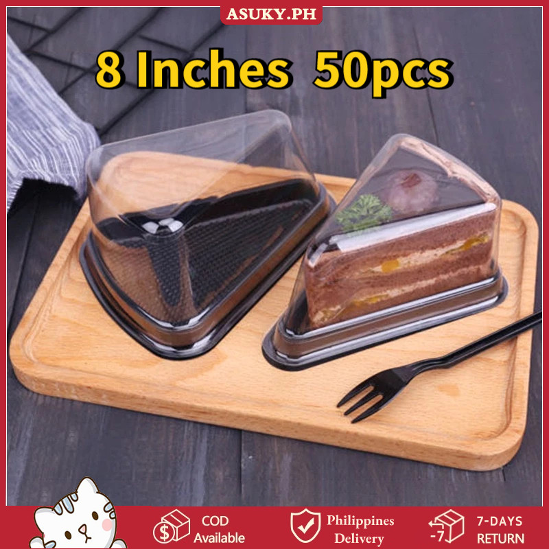 50Pcs Single Slice Cake Container Triangle Cake Box Food Grade Cake Box ...