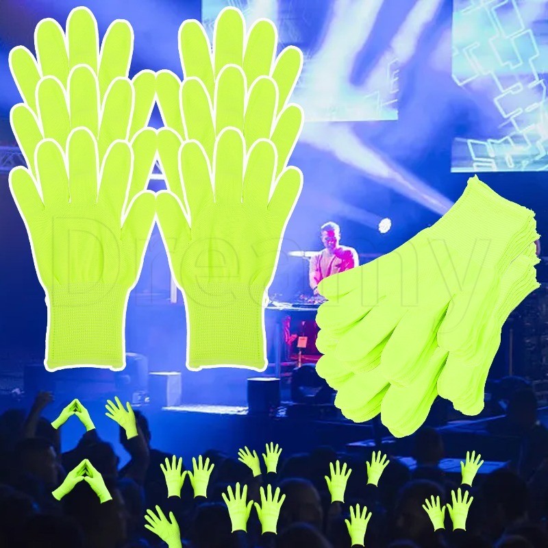 4/2/1Pairs Glowing Nylon Gloves - Luminous Gloves for Neon Party ...