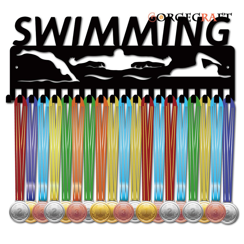 1Set Swimming Medal Holder Hanger Medals Display Rack Black Metal Iron ...