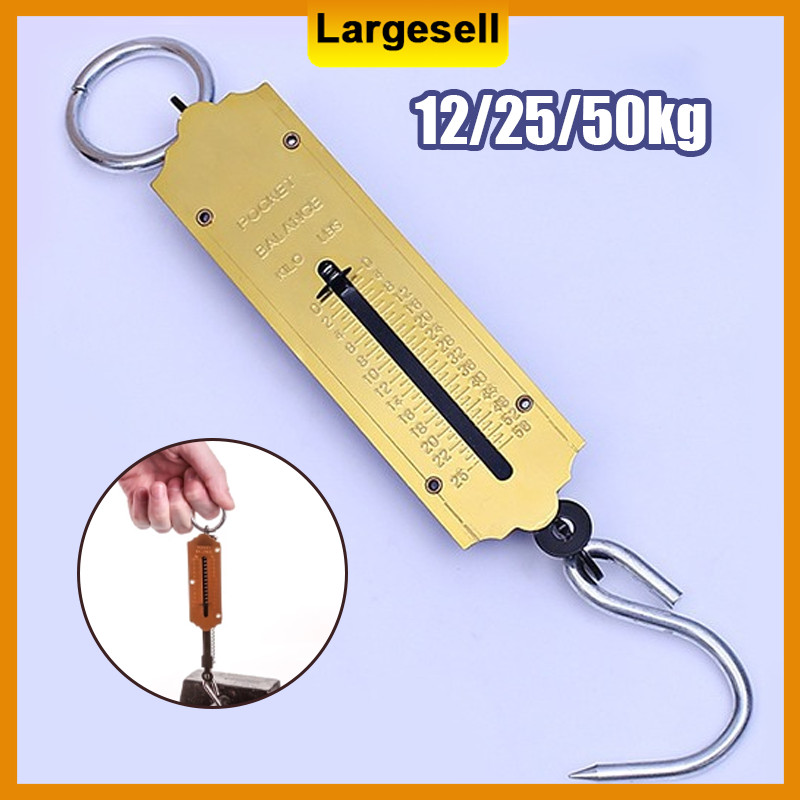 12kg 25kg 50kg Metal Spring Scale Portable Pocket Hanging Scale Handheld Hook Spring Balance ...