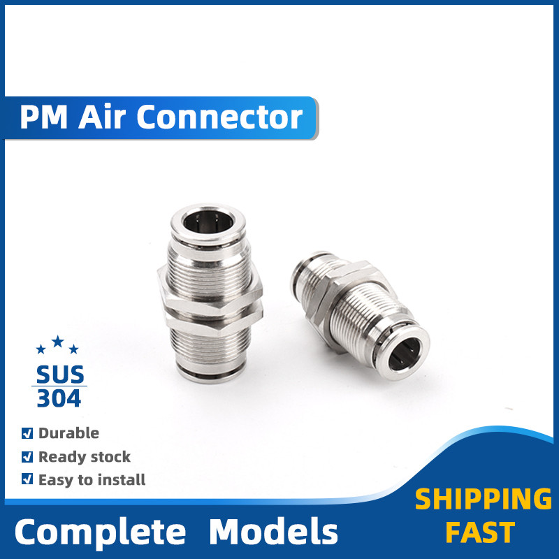 304 Stainless Steel Pneumatic Connector PM Partition Quick Plug ...