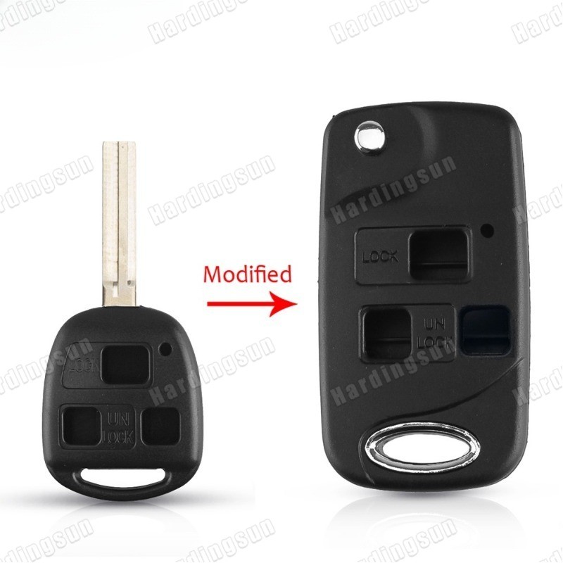 MODIFIED FLIP FOLDING 3 BUTTON REMOTE KEY SHELL FOB CASE FOR TOYOTA FJ ...
