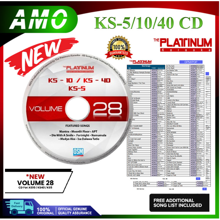Platinum KS-10/KS-40/KS-5 Volume 28CD With Additional Song List (Updated CD 2025) | Shopee ...