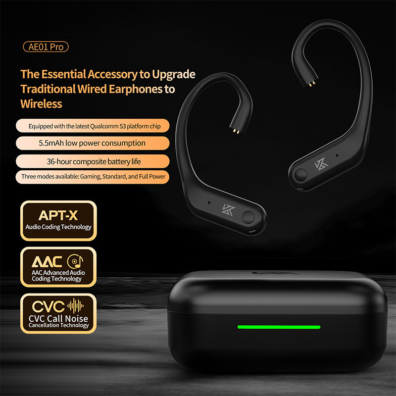 KZ AE01 Pro Wireless Upgrade Ear Hook Earphones Cable ANC Noise ...