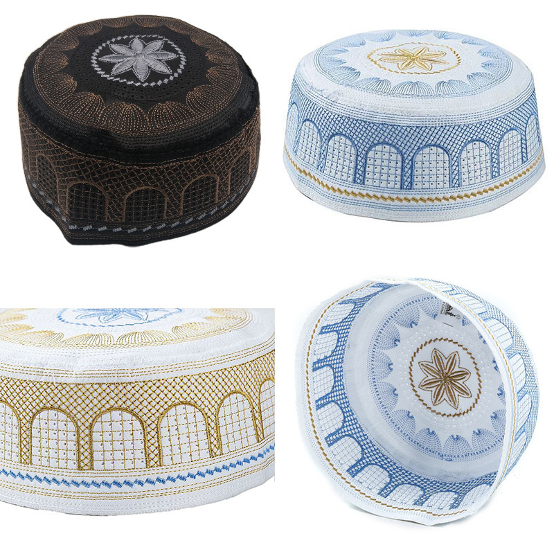 Men's India Caps Islam Prayer Hat Muslim Hat Embroidery Kufi Topi ...