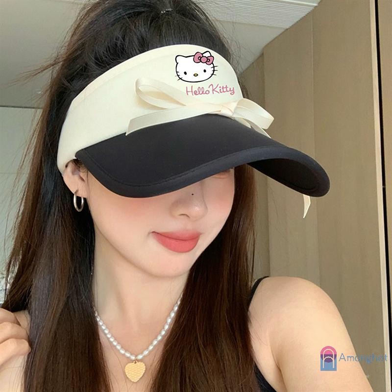 Amonghot> Kawaii Hello Kitty Empty Top Hats Face Mask Sanrio KT Cat Women Y2k Baseball Hat ...