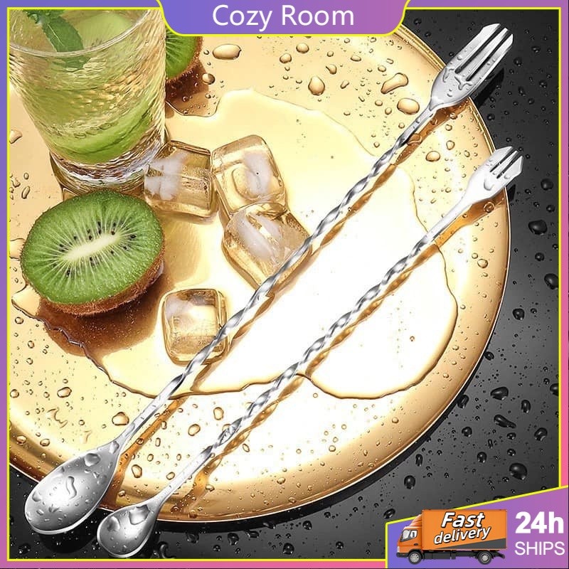 Double-ended Stirring Spoon Stainless Steel Cocktail Mixer Stirrer Bar ...