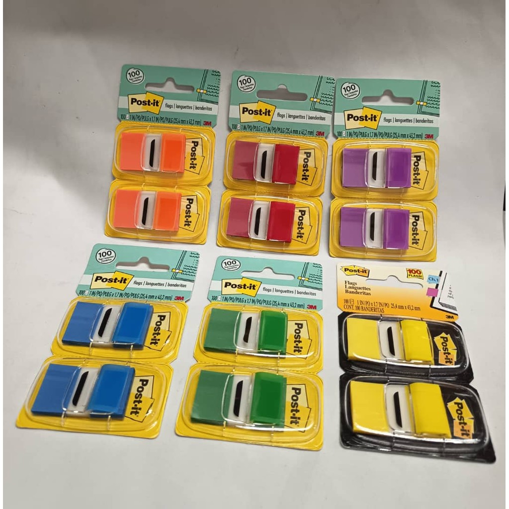 3M Post-it Colour Flags (TWIN PACK) - 1 in x 1.7 in (25,4 mm x 43,2 mm ...