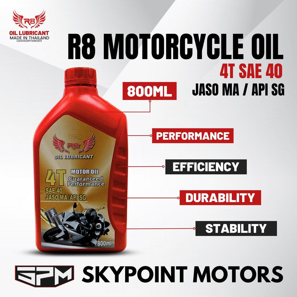 R8 ENGINE OIL 4T SAE 40 800ML (9419-005) | Shopee Philippines