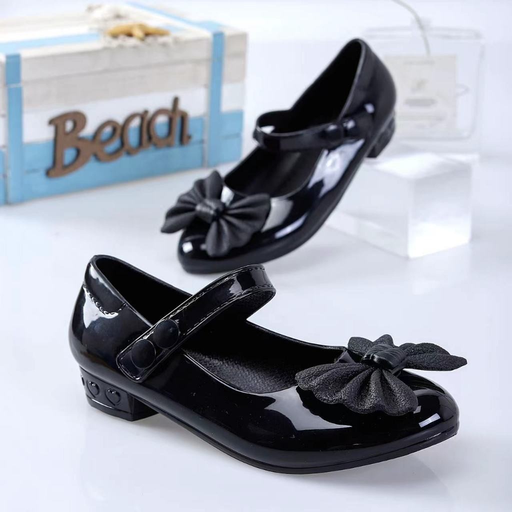 School Formal Shoes for Kids Girl Fashion Flats Glossy Shoes Black ...