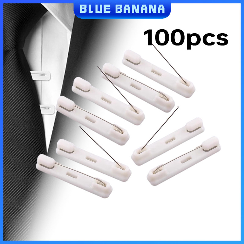 100Pcs 3cm Plastic Nameplates Pin White Name Badge Bar Pins Name Plates ...