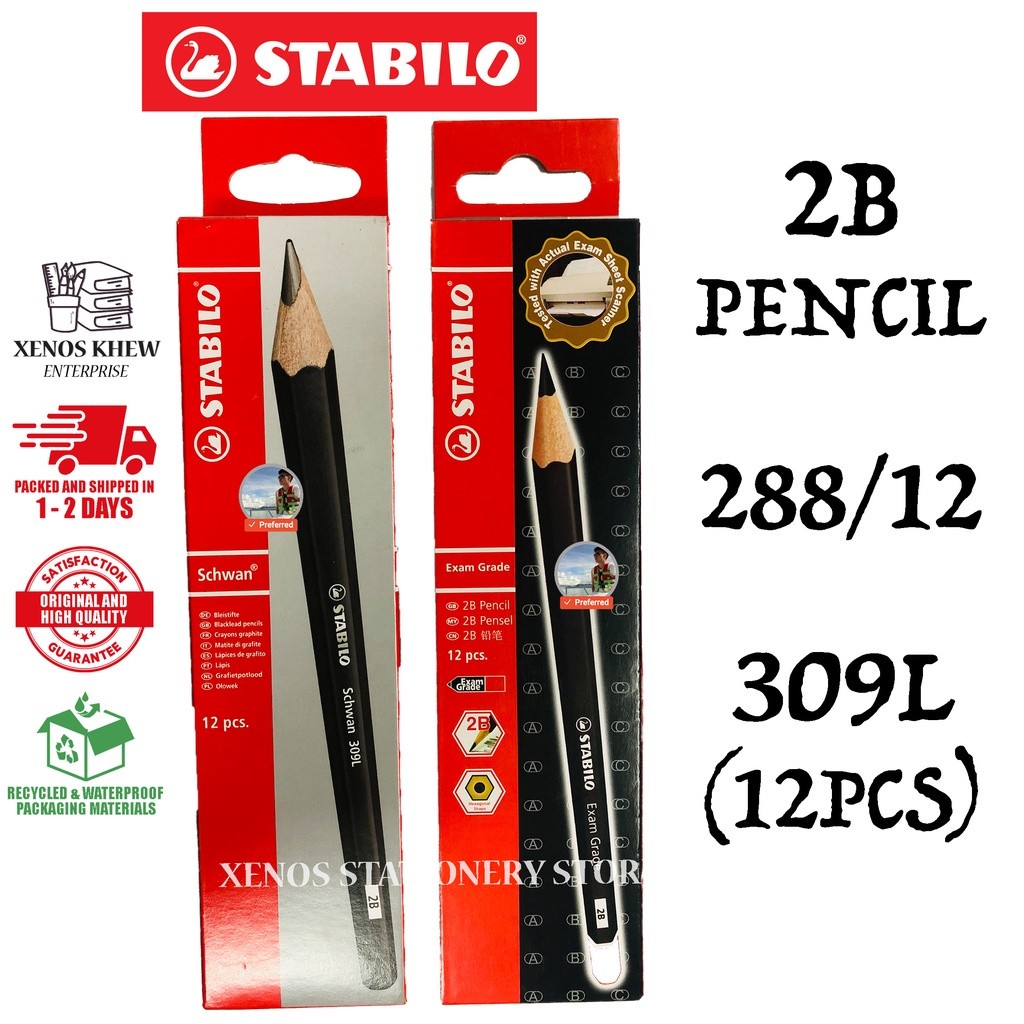 STABILO 2B Exam Grade Pencil 288/12 I Shwan 309L (12pcs / box) | Shopee ...