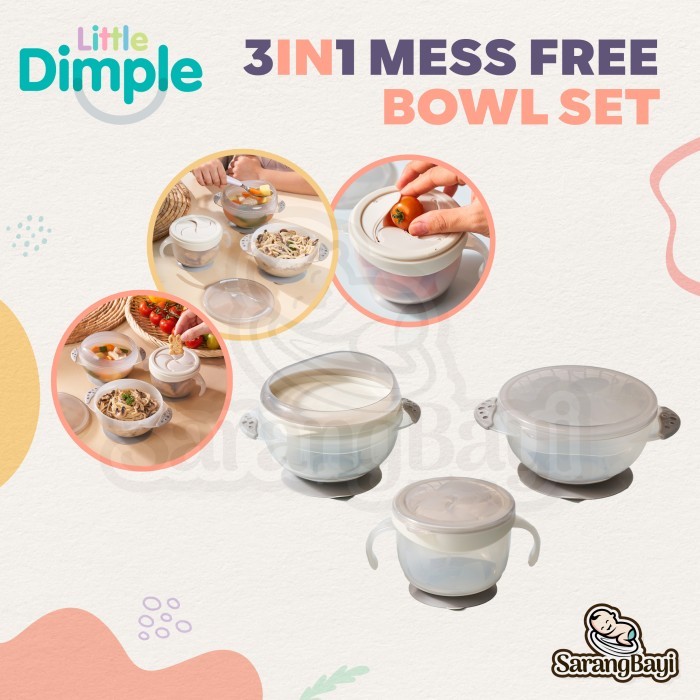 Little Dimple 3in1 Mess Free Bowl Set / Baby Feeding Bowl Set | Shopee ...