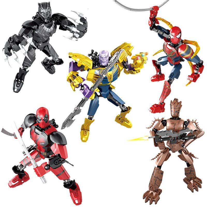 Marvel Avengers Building Blocks Action Figures Thanos Spiderman ...