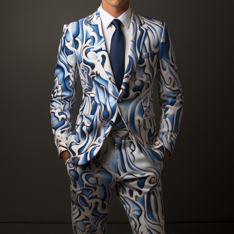 New Exquisite Noble Rose Suit Men's 3D Digital Printing Suit Cos Party ...