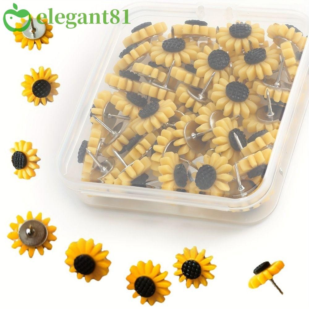 ELEGANT81 10/20/30/40/50Pcs Sunflower Pushpins, Creative DIY Board Push ...