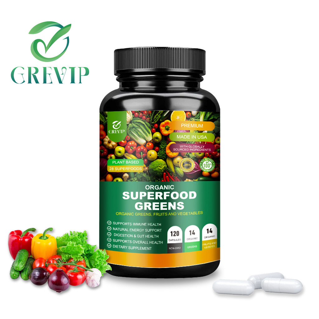 GREVIP Organic Greens Blend 770 mg + Organic Fruit & Vegetable Blend ...
