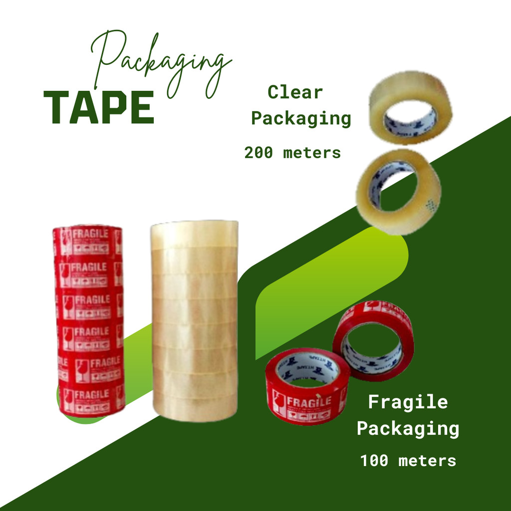 Packaging Tape Clear & Red Fragile Adhesive Packing Tape Sealing ...