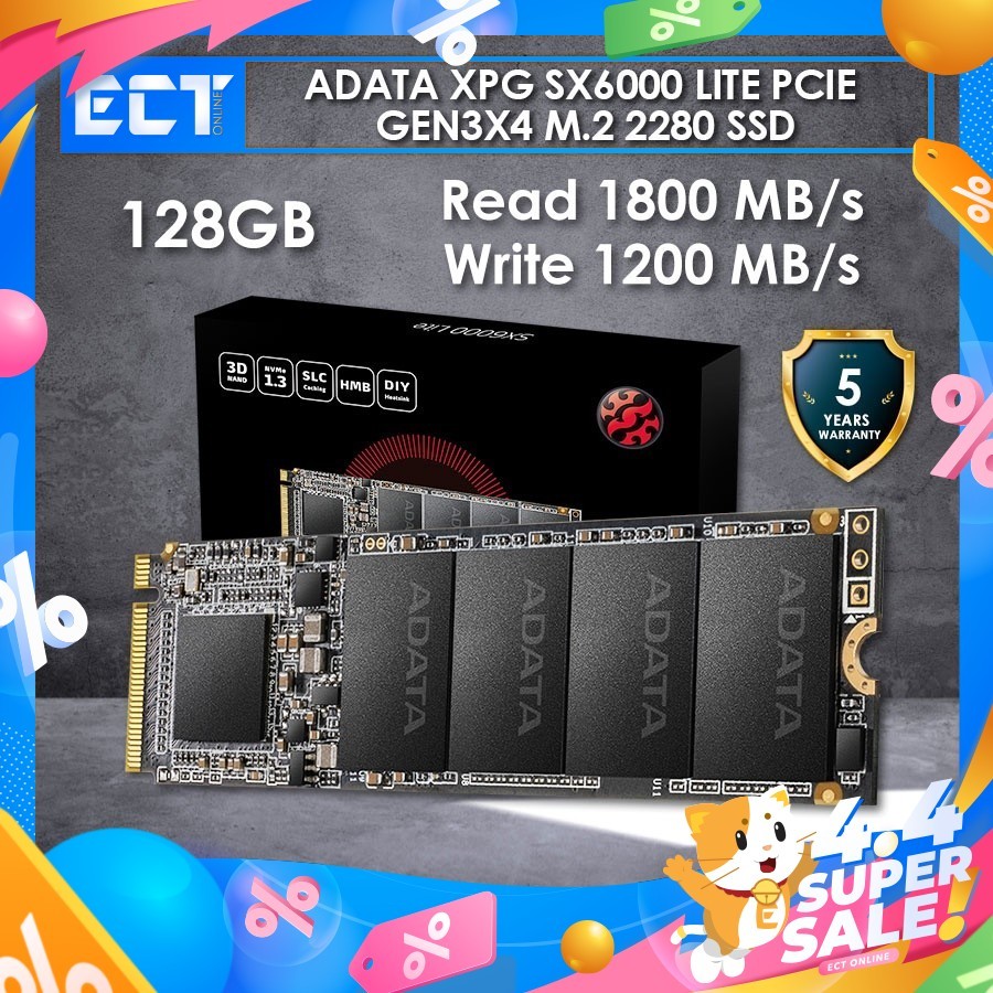 Adata XPG SX6000 LITE 128GB/256GB/512GB PCIe Gen3x4 M.2 2280 Solid ...