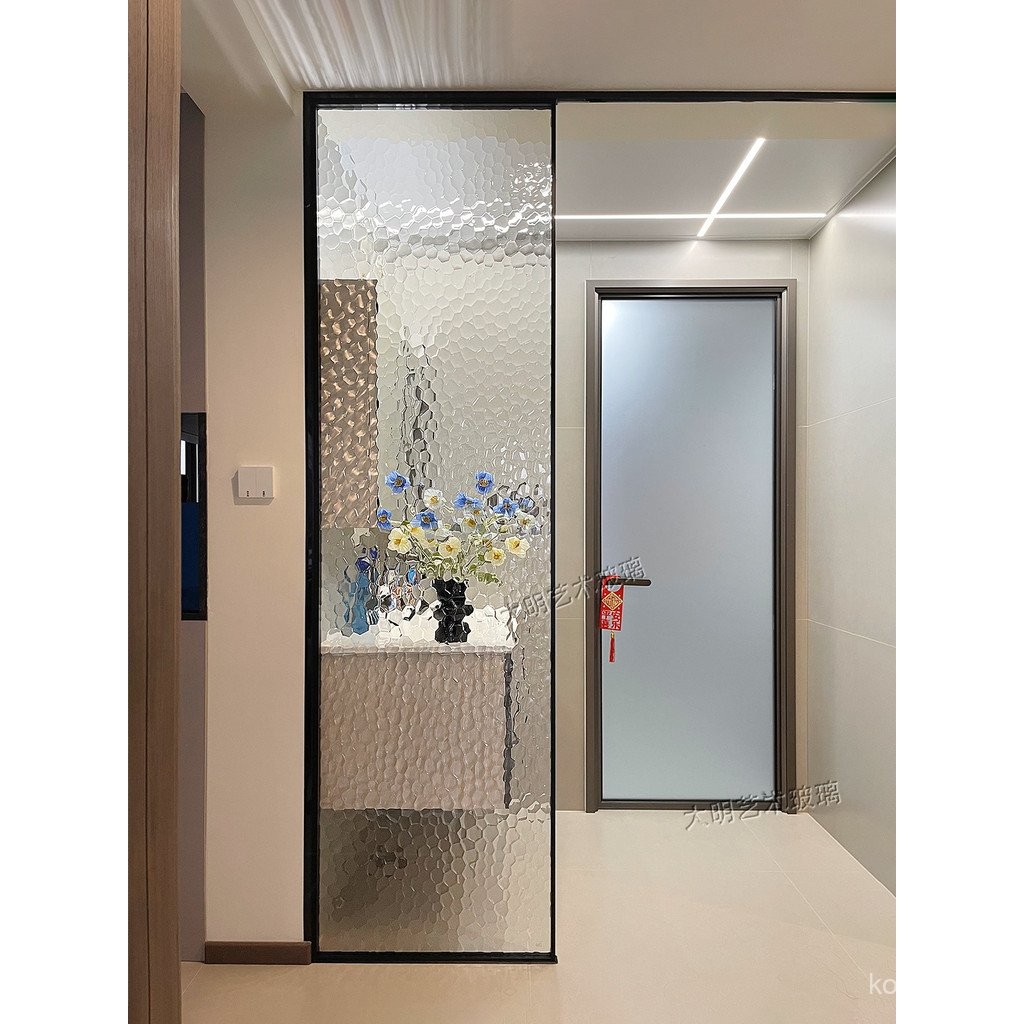Tempered Glass Water Cube Art Partition Screen for Living Room Entrance ...