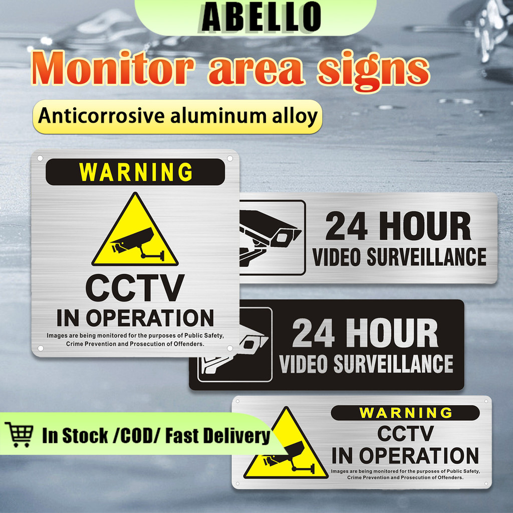 Metal CCTV Signage Warning Board Aluminum Alloy 24 Hours Video ...
