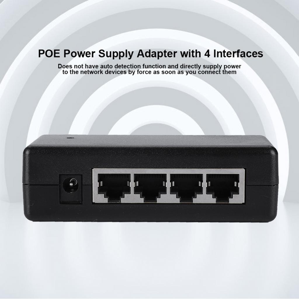 Rrianfo DC 9V-48V 4 Port PoE Power Adapter Ethernet Support Injector ...