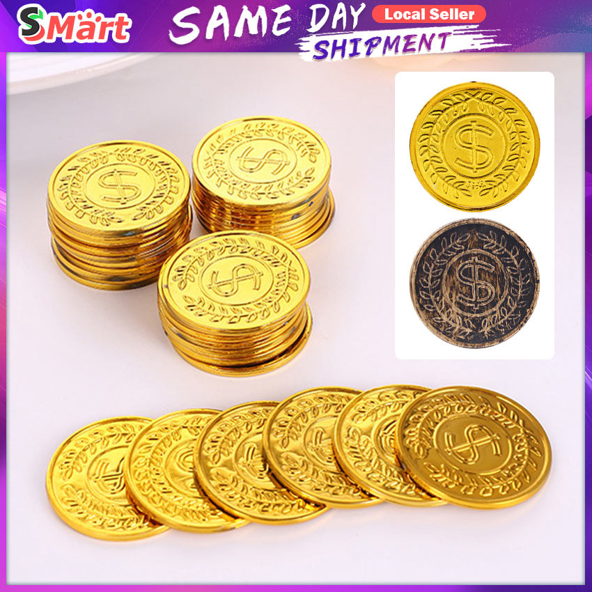 10/20pcs Pirate Coins Halloween Plastic Fake Game Coin Gold/ Bronze ...